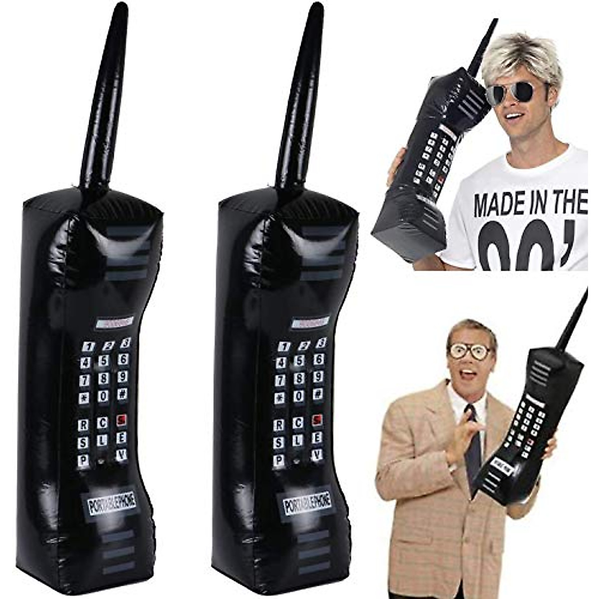 2PCS Inflatable Mobile Phone - 80's 90's Party Decorations Supplies Retro Cell Dress Accessory Phone Booth Props(26 Inches)
