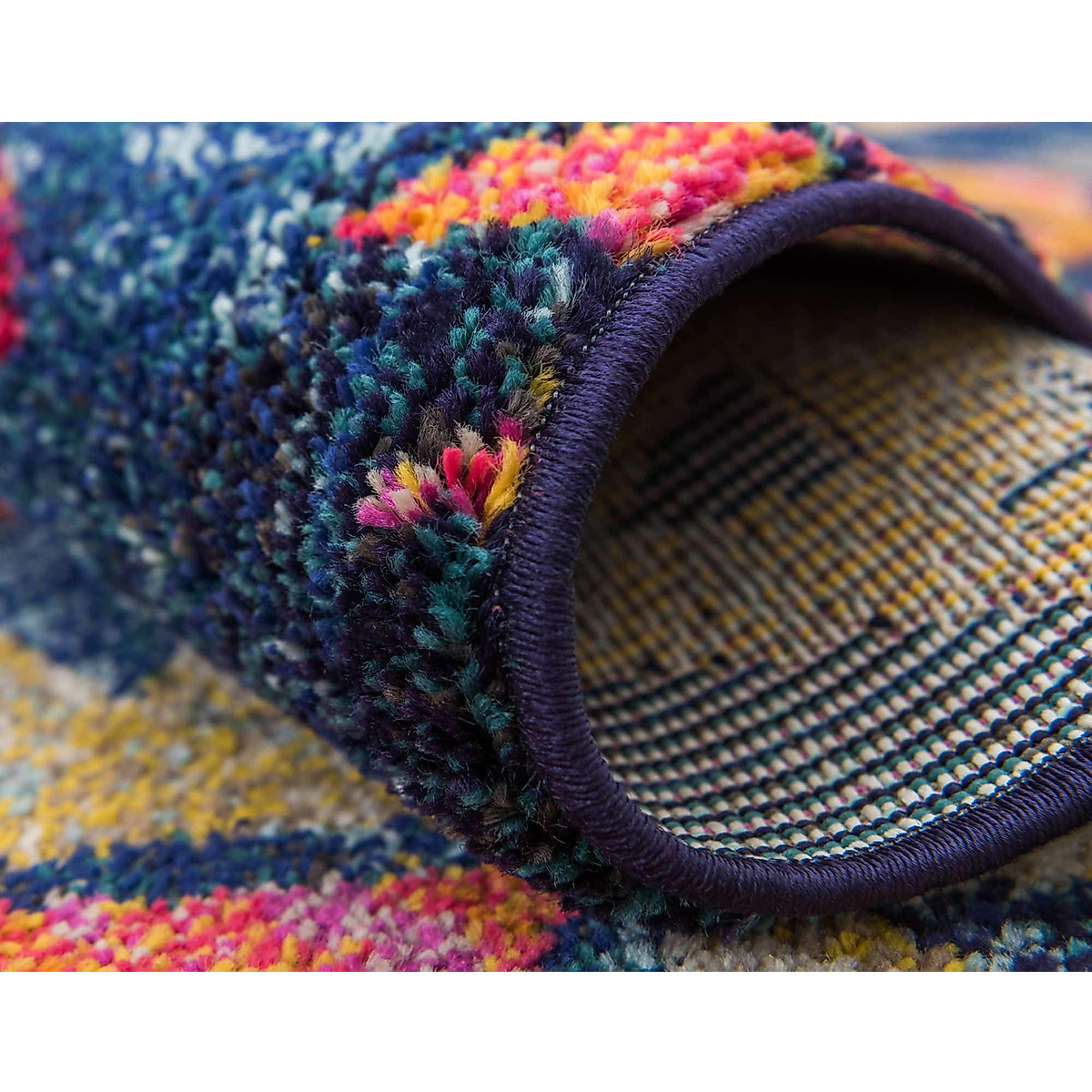 Unique Loom Sedona Collection Southwestern, Over-Dyed, Modern, Pattern, Tribal, Abstract Area Rug, 4' 0" x 6' 0", Navy Blue/Gray