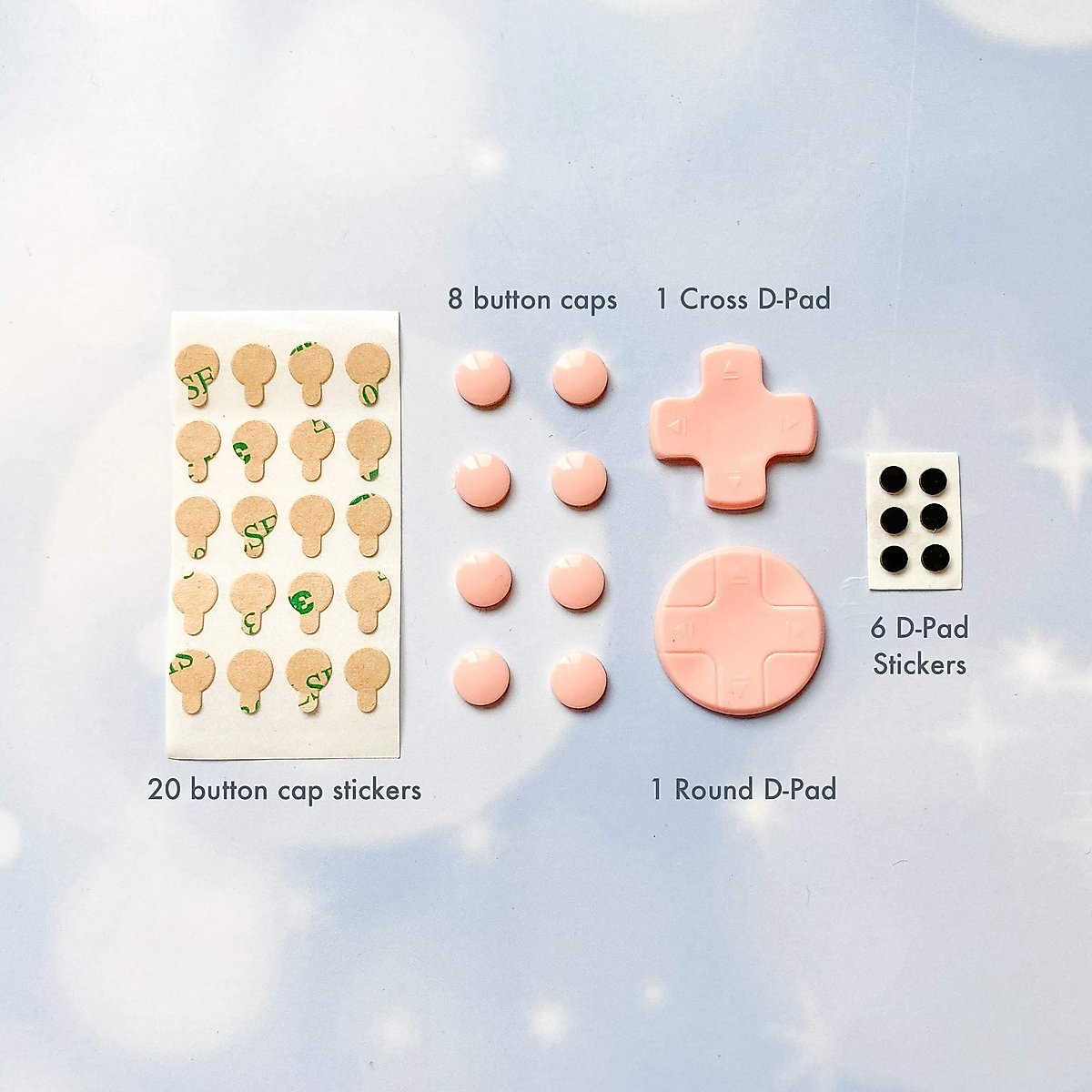 BelugaDesign Pastel Button Caps and D-Pad | Compatible with Nintendo Switch Standard OLED Joy-Con Controller Covers | Directional & A/B/X/Y Buttons - Pink