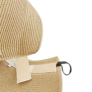 Women Sun Visors with Roll-Up Ponytail Packable Foldable Wide Brim Straw UV Protection Sun Beach Hats for Women Travel(Khaki)