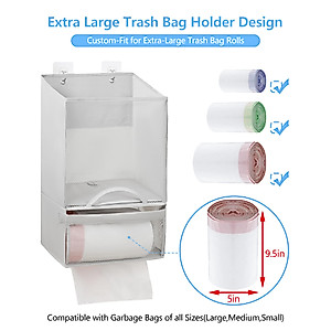 2 in 1 Plastic Bag Holder, Extra Large Grocery Bag Holder, Wall Mount Trash Bag Dispenser Roll Holder, Bag Saver, Garbage Bag Holder Organizer for Home Kitchen Mom Wife Gifts