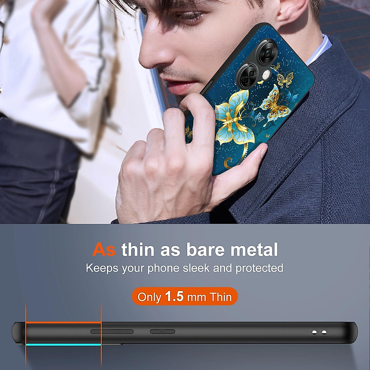 Starhemei for OnePlus Nord N30 5G Case, OnePlus Nord CE 3 Lite 5G Case, Silicone TPU Slim Rubber Flexibility Soft Protective Cover Protector Phone Case for OnePlus Nord N30 5G 2023 (Butterfly)