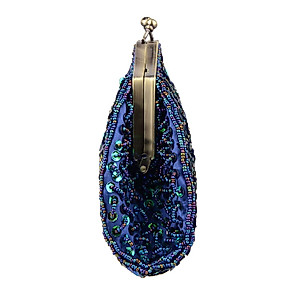 BAGLAMOR Women Full Shining Sequins Handbag Beaded Peacock Embroidery Clutch Purse Evening Bag