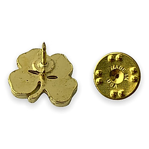 Four Leaf Clover Shamrock Lapel Pin – Lucky Gold Pin for Saint Patrick's Day – Irish Brooch for Hats, Jackets, and Backpacks by StockPins – Made in USA