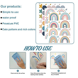 76 PCS Small Boho Rainbow Star Dots Athestic Wall Sticker for Boys Girls Nursery Room Bedroom playroom Study Room Living Room Dance Room