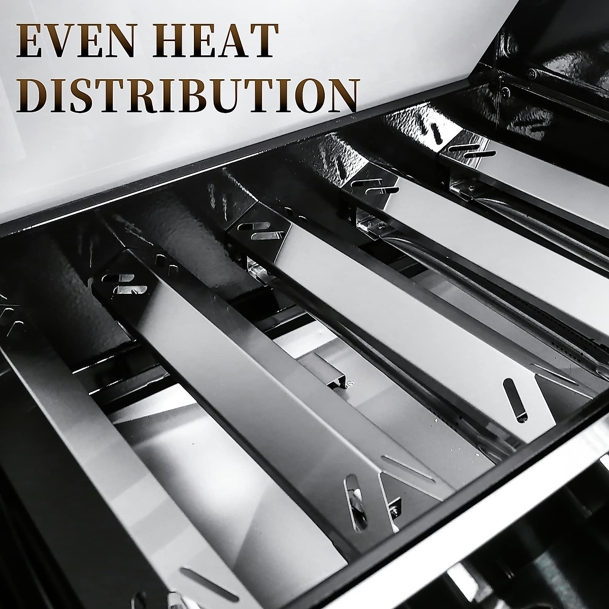 Hisencn 15.35'' Heat Plates for Cuisinart 2556, 2456, GAS2456AS, GAS2556AS, GAS1456ASO, GAS1456BSO, GAS2420AS, Heat Tents Replacement Parts for Cuisinart 5-Burner Gas Grill, Stainless Steel, 5-Pack