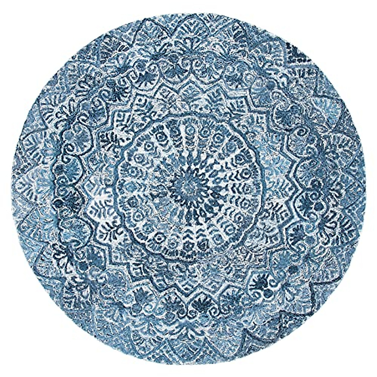 SAFAVIEH Marquee Collection 6' Round Blue/Grey MRQ110N Handmade Mandala Medallion Wool Living Room Dining Bedroom Foyer Area Rug