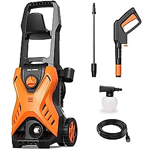 Rock&Rocker Powerful Electric Pressure Washer, 2150PSI Max 1.6 GPM Power Washer with Spray Nozzles,Soap Tank, IPX5 Car Wash Machine for Home/Car/Driveway/Patio Clean, Orange