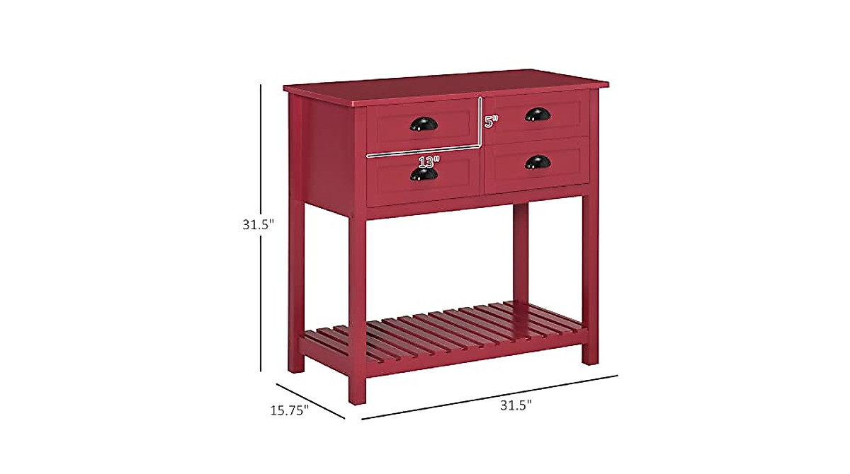 HOMCOM Red Coffee Bar Cabinet - Stylish Storage Solution