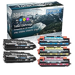 5-Pack (2BK+C+Y+M) Compatible High Yield 308A 311A | Q2670A Q2681A Q2682A Q2683A Laser Printer Toner Cartridge use for HP 2500L 2500N Printer
