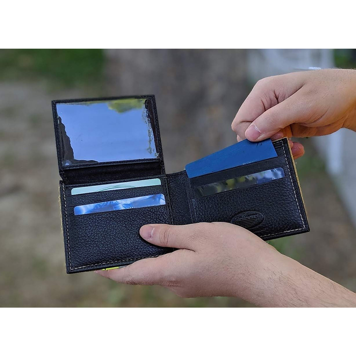 Fully Involved Stitching Firefighter Personalized Tan Turnout Bunker Gear Bi Fold Captain Wallet