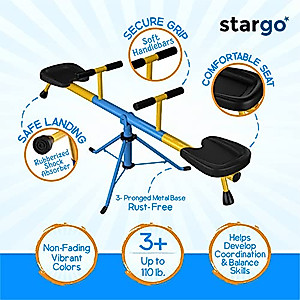 360 Swivel Spinning Seesaw for Kids, Teeter Totter with Adjustable Frame 46-70”, Indoor or Outdoor Playground Equipment