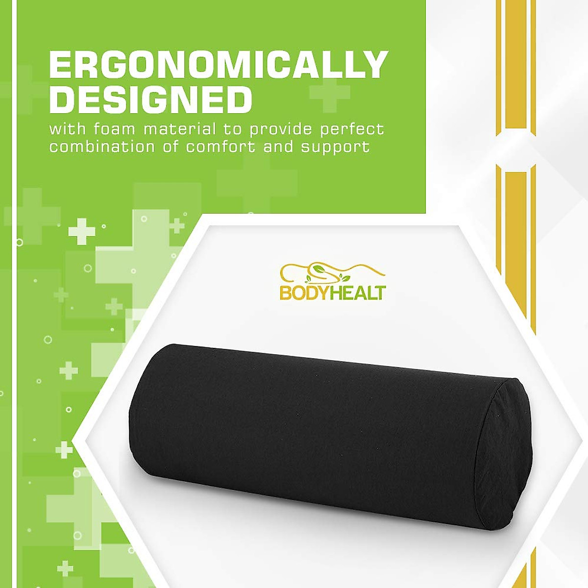 Bodyhealt Neck Roll Pillow - Original Cervical Roll. Round Pillow for Head, Neck, Spine & Back Pain Relief. Circle Pillow, Neck Support Pillow for Sleeping. Cylinder Pillows Firm Lumbar Bolster Pillow