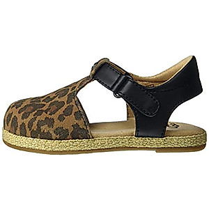 UGG girls I Emmery Leopard Flat Sandal, Tan, 4-5 Infant US