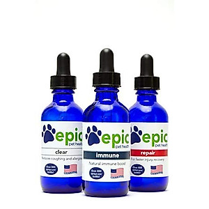 Epic Pet Health Immunity Support Combo - Repair, Clear, Immune - All Natural Liquid Spray Supplements - Promote Wound Healing, Helps Relieve Allergies & Pain - Nutrition Multivitamin for Cats & Dogs
