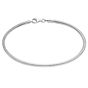 Savlano 925 Sterling Silver Solid Italian Round Diamond Cut Flexible Snake Chain Bracelet With Gift Box For Women & Men - Made in Italy (7, 2.5mm)