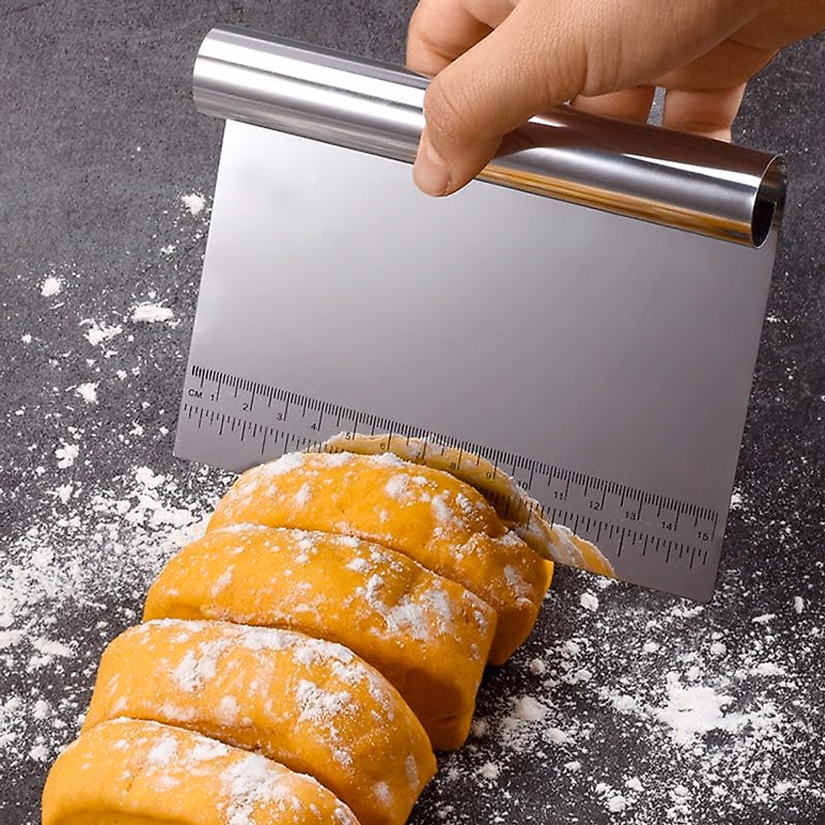 ISZW Dough Blender Pastry Cutter Set, Pastry Cutter Pastry Scraper Set, Stainless Steel Dough Pastry Scraper/Cutter/Chopper, Multipurpose Pizza/Biscuits/Dough Cutter, Professional Baking Dough Tools