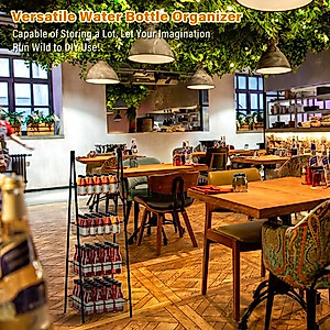 ETELI Water Bottle Organizer Storage 4 Tier Metal Drink Beverage Organizer Free Standing Triangular Water Bottle Rack Stand Holder Shelf for Kitchen Pantry, Black