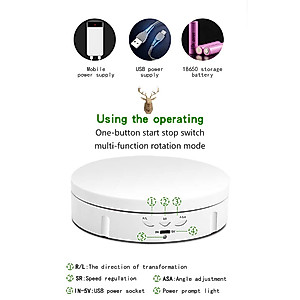 JAYEGT Motorized Rotating Display Stand, 5.74inch /22LB Load, 360 Degree Electronic Turntable Display Stand for Photography Products Shows, Jewelry, Watch, 3D Models, Cake, White