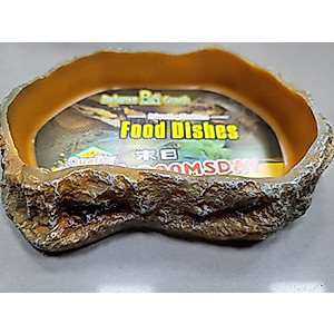 RunXF Simulation Rock Reptile Feeding Bowls Resin Feeder Lizard Toad Tortoise Hedgehog Habitat Accessories Terrarium Tank Ornament Water Food Dish,5.5 x 3.7 x 1.2inches (Medium)