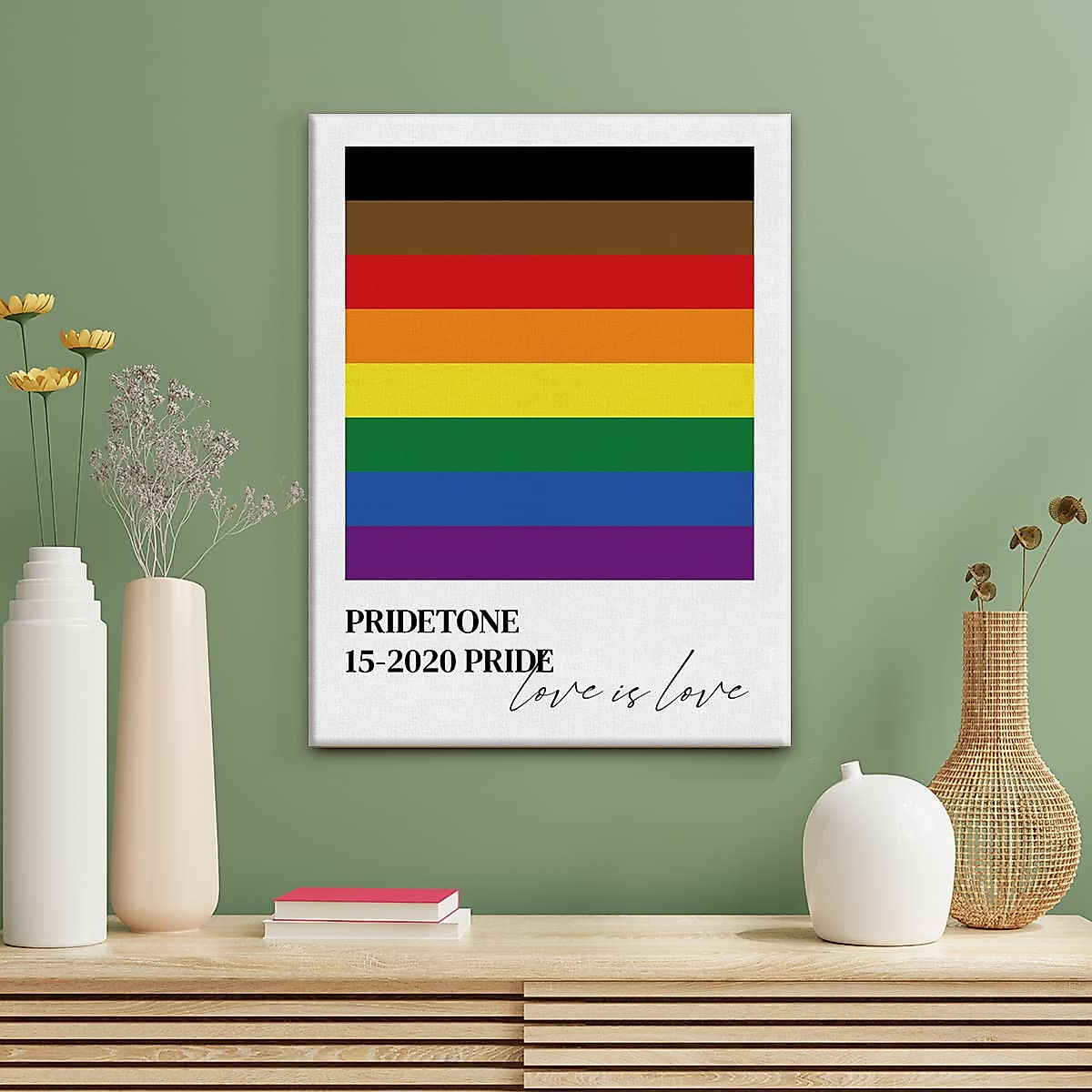 Rainbow Pride Canvas Wall Art Poster Print Gift, Colorful Pride Love is Love Canvas Painting Picture Ready to Hang Home Bedroom Living Room Decor (11.5" x 15")