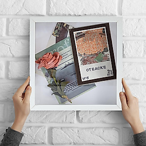 Muzilife 10x10 Shadow Box Picture Frame with Linen Board - Deep Wood & Glass Display Case Ready to Hang Memory Box Baby Sports Memorabilia, Pins, Awards, Medals, Wedding, Tickets and Photos (White)