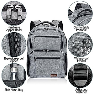 Backpack for Men and Women, School Backpacks for Teen Boys Water Resistant TSA Travel Backpack with USB Charging Port, Business Anti Theft Durable Computer Bag Gifts Fits 15.6 Inch Laptop, Grey