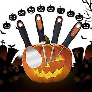 BENERAY Pumpkin Carving Kit, Includes 11 Pcs Stainless Steel As a Carving Set for Pumpkin Halloween Decoration Kit Easily Sculpting Jack-O-Lanter Halloween Set - with a Skull Storage Carrying Bucket