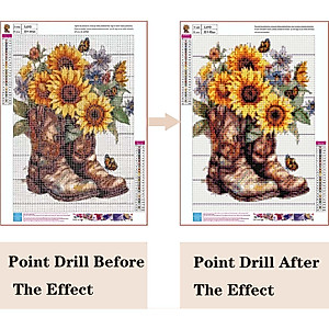 ZQEATRY Boot Diamond Painting Kits for Adults,5D Butterfly Sunflower Flowers Diamond Art Kits for Beginners,DIY Full Drill Diamond Gem Art with Painting Kits for Home Wall Decor 12 x 16 Inch