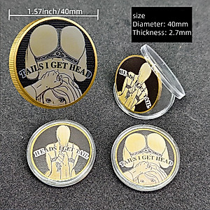 Funny Heads and Tails Coins, Heads I Get Tail Coin, Tails I Get Head Coin,Double Side Coin Lucky Token, Funny Prank Gifts for Men Women Date Night Ideas,
