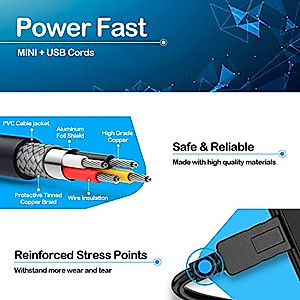 XINYUWIN Mini USB 5Pin Power Cord 5FT Compatible with Garmin GPS Navigator Nuvi 50lmt 52lm 55lmt 57lm 67lm 2457lmt 2557lmt 2589lmt 2597lmt 2689lmt 2555lmt 2595lmt 40lm 255w; Gpsmap 62s Charging Cable