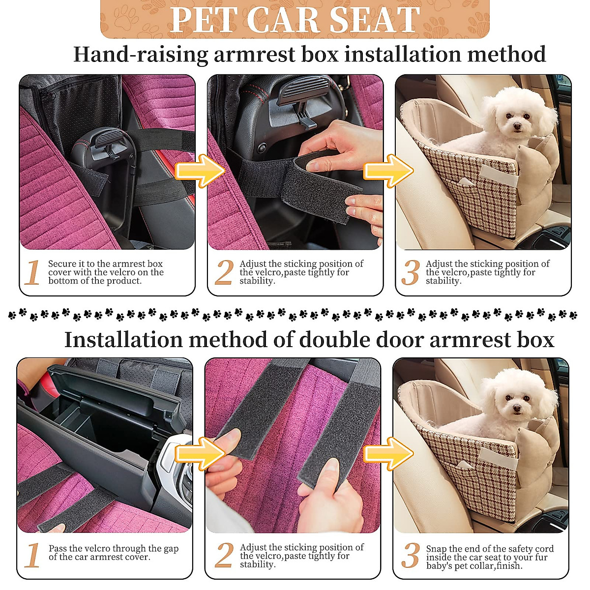 Doggie Car Seat - Booster Seat for Small Dogs 0-15 Ibs (Brown)