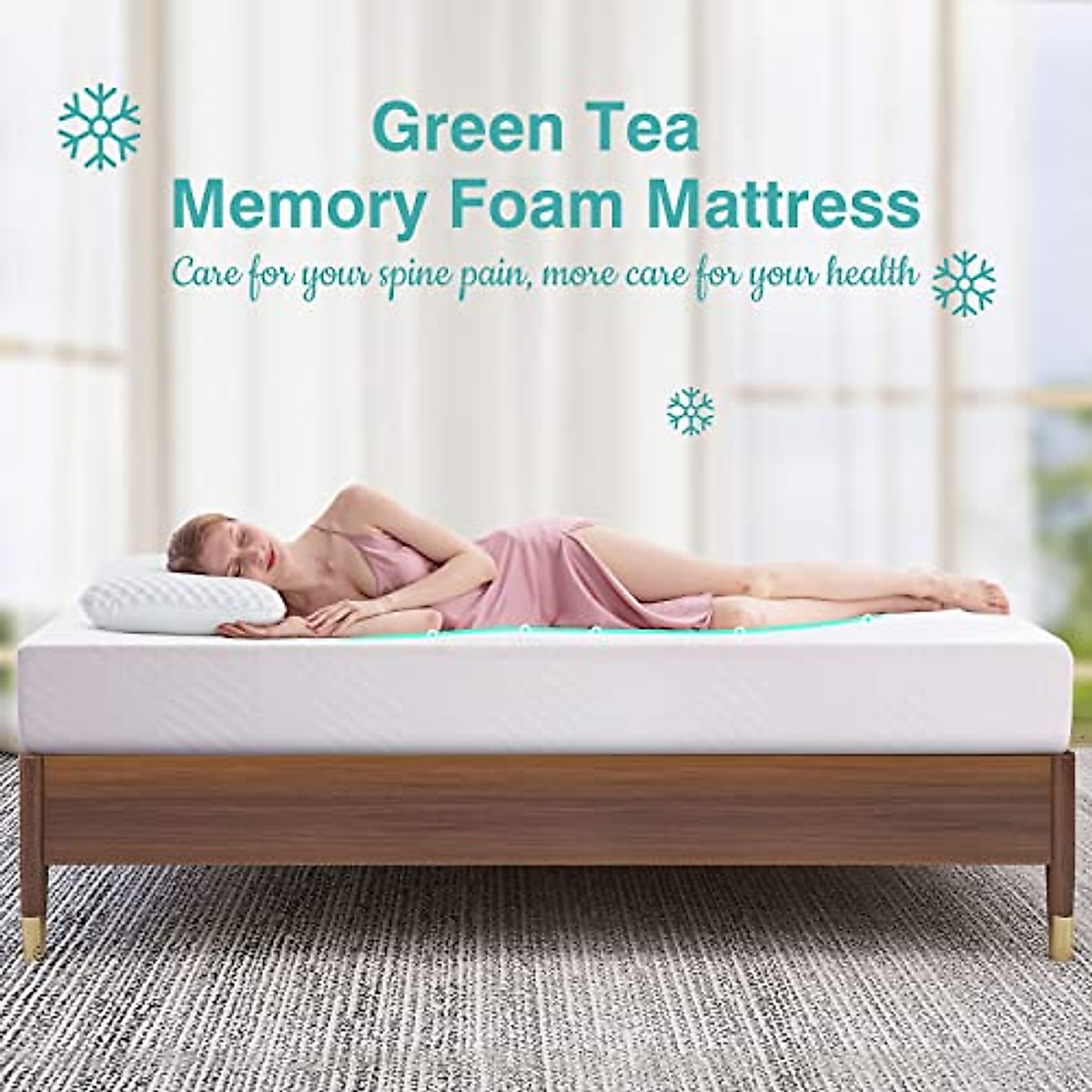 Opoiar Full Mattress,6 Inch Green Tea Memory Foam Mattress in a Box with Breathable Cover,Medium Firm/CertiPUR-US Certified/Pressure Relieving/Made in USA (by-Igo)