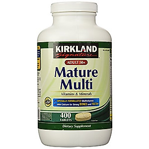 Kirkland Signature Adults, 50 plus Mature Multi Vitamins & Minerals, 400-Count Tablets