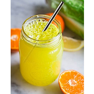 ALINK Stainless Steel Smoothie Straws, 9" X 8mm Set of 4 with Cleaning Brush