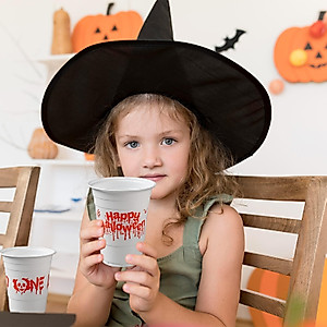 50Pcs Halloween Solo Cups for Party Decorations, 16 Oz Halloween Plastic Disposable Cups with Scary Bloody Hands Print for Kids Adults Halloween Party Supplies Favors