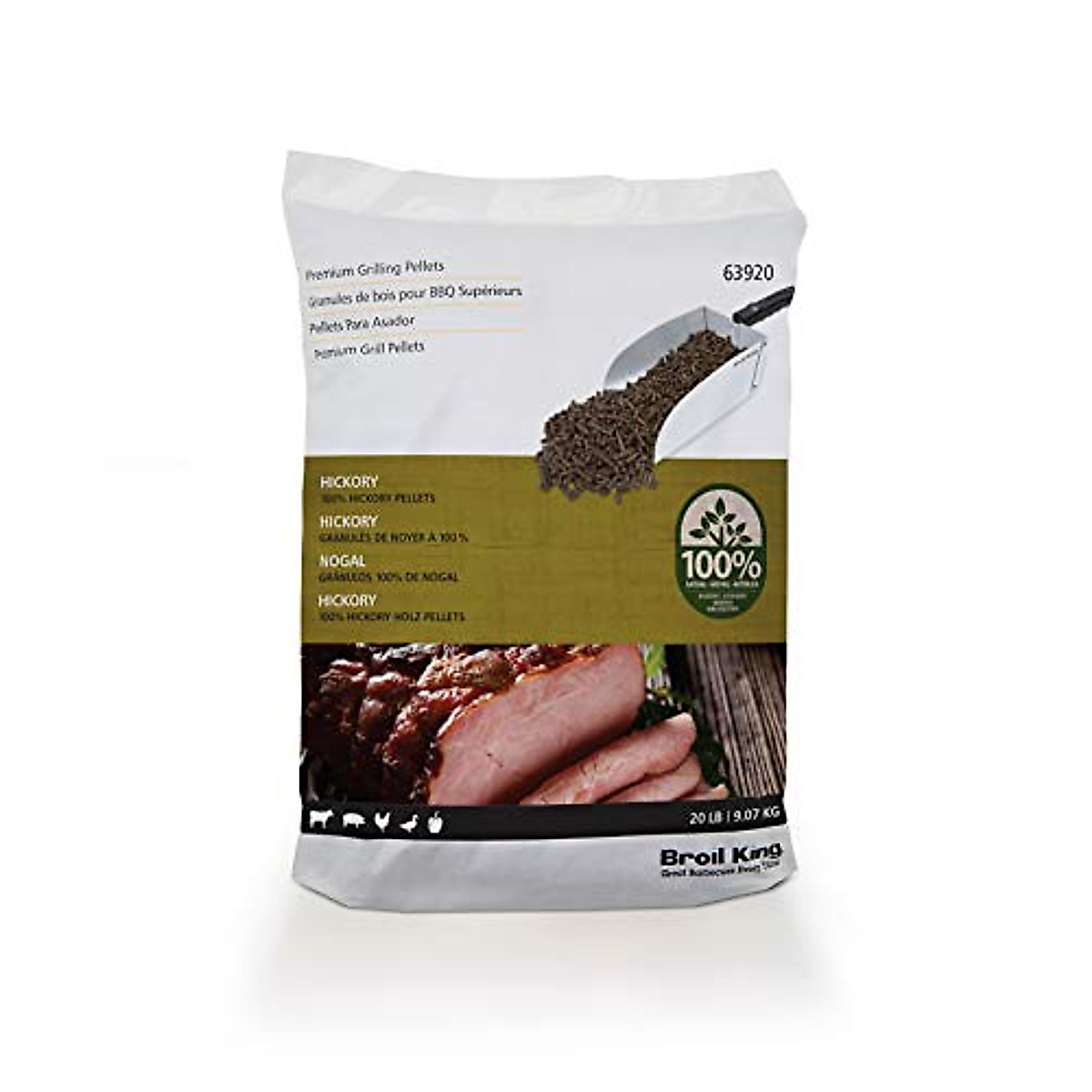 Broil King 63920 100% Hickory Hardwood Grilling Pellets, Wood
