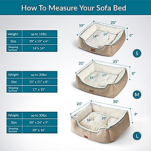 Bedsure Dog Beds for Large Dogs - Cat Beds for Indoor Cats, Rectangle Cuddle Large Medium Dog Bed Washable with Anti-Slip Bottom, 30 Inches, Camel