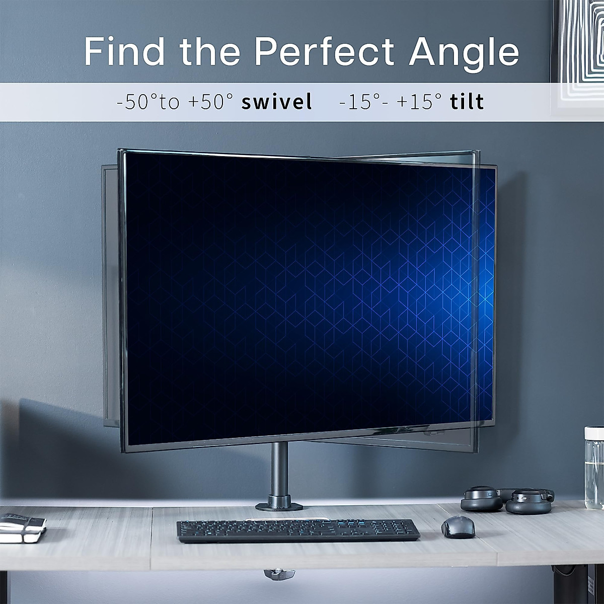 VIVO Ultra Wide Screen TV and Monitor Desk Mount, Adjustable Height and Tilt Stand for Screens up to 42 inches, Black, STAND-V101C