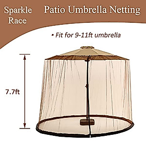 Sparkle Race Patio Umbrella Mosquito Net, Patio Mosquito Netting for Cantilever Umbrella, Brown Mosquito Netting Offset Umbrella Outdoor Patio Screen for 9-11’ Deck Table Umbrellas Outside Canopy Tent