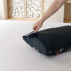 Sheleep Black Floral Duvet Cover Set 3 Pieces Bedding Soft Lightweight Brushed Microfiber Bedding , 1 Duvet Cover 2 Pillow Shams, Queen, Colorful Leaf