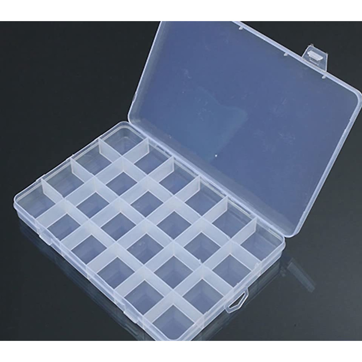 Transparent 24 Compartments Plastic Box Case Jewelry Bead Storage Container Craft Organizer with Divider and Compartments for Earring Rings Necklaces Bracelet Anklet