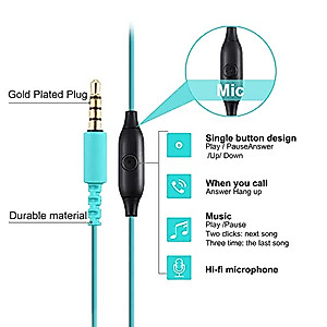 mucro Sport Headphones Wired, Over The Ear Running Earbuds for Jogging Gym Workout Headphones with Microphone for iPhone iPod Android(Blue)