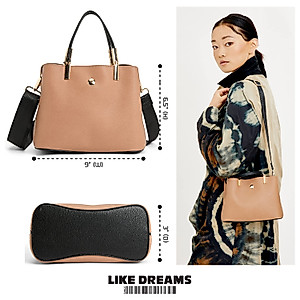 Like Dreams Women's Everyday Vegan Leather Top Handle Detachable Long Strap Bucket Fashion Crossbody (Burgundy)