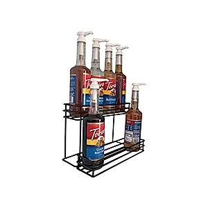 8 Bottle Capacity Syrup Rack- Coffee Syrup Holder Orgnizer- Coffee Syrup Stand Shelf for Coffee Bar - Countertop Freestanding Tabletop Liquor Wine Rack- Syrup Stand Display for Dressings Cocktail