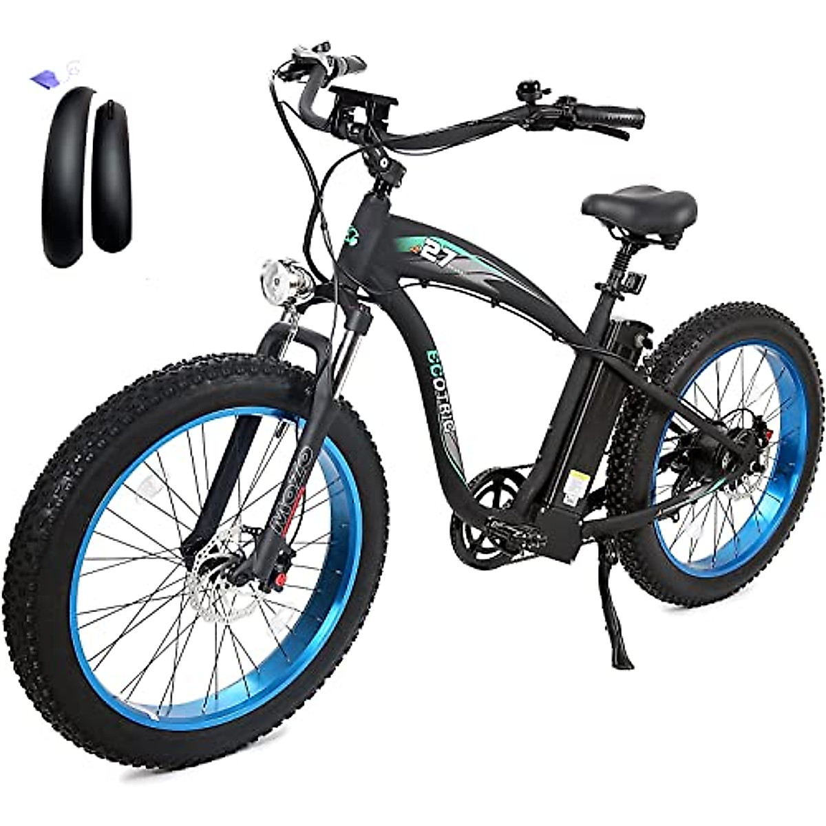 ECOTRIC Electric Bike 26" Fat Tire 750W Electric Bicycles 48V 13AH Removable Large Battery Beach Snow Mountain E-Bike for Adults UL Certified with Dual Shock Absorber & Shimano 7-Speed