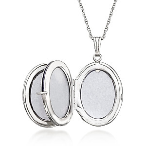 Ross-Simons Single Initial - Sterling Silver 4-Photo Oval Locket Necklace. 18 inches