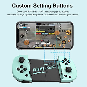 Mobile Game Controller, PXN P30PRO Retractable Low Latency FPS Game Gamepad, Micro USB Plug and Play E-Sports Gamepad for 4-6.67inch (Stretch: 6.5) Android/Apple/Samsung Smartphones - Cyan