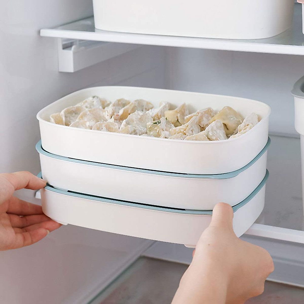 Hemoton 3Pcs Refrigerator Food Storage Container with Lid Shallow Stackable Bacon Keeper Fruit Vegetable Case Holder Airtight Dumpling Box for Egg Meat (Mixed Color)