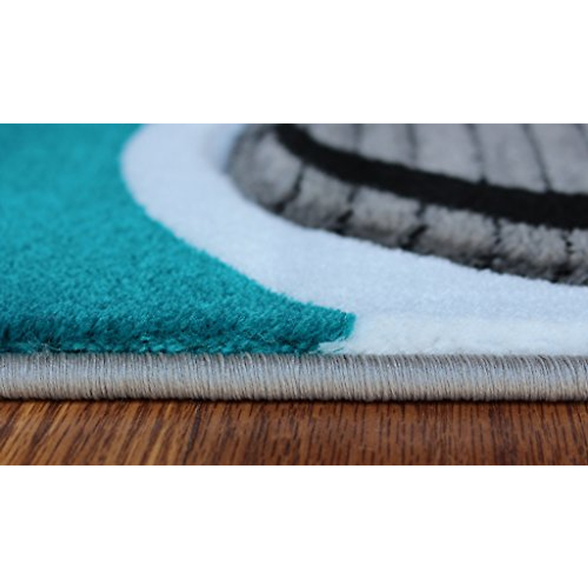 Masada Rugs, Sophia Collection Hand Carved Area Rug Modern Contemporary Turquoise White Grey Black (2 Feet X 7 Feet 3 Inch) Runner